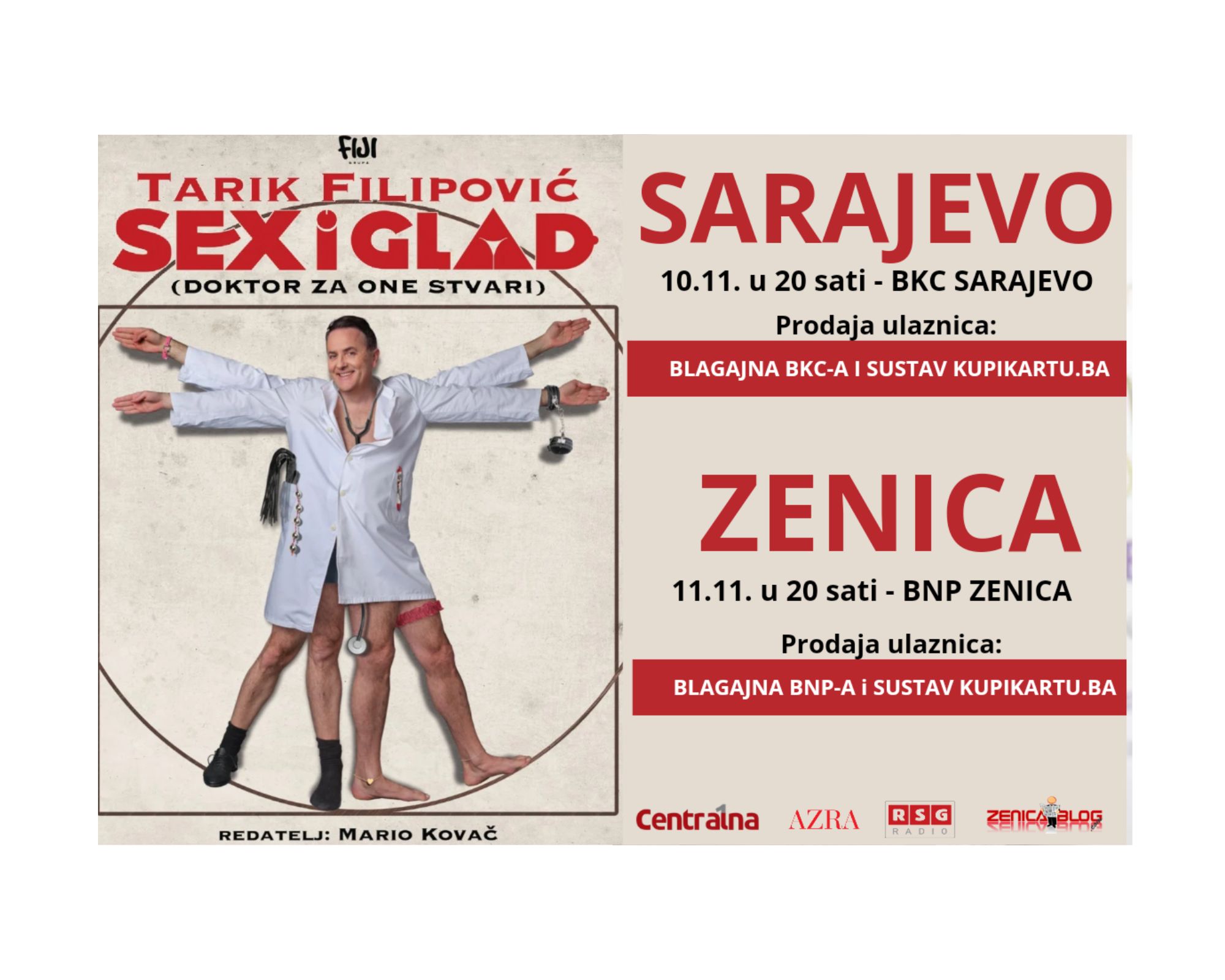 Poznat datum sarajevske premijere predstave Tarika Filipovića "Sex i ...