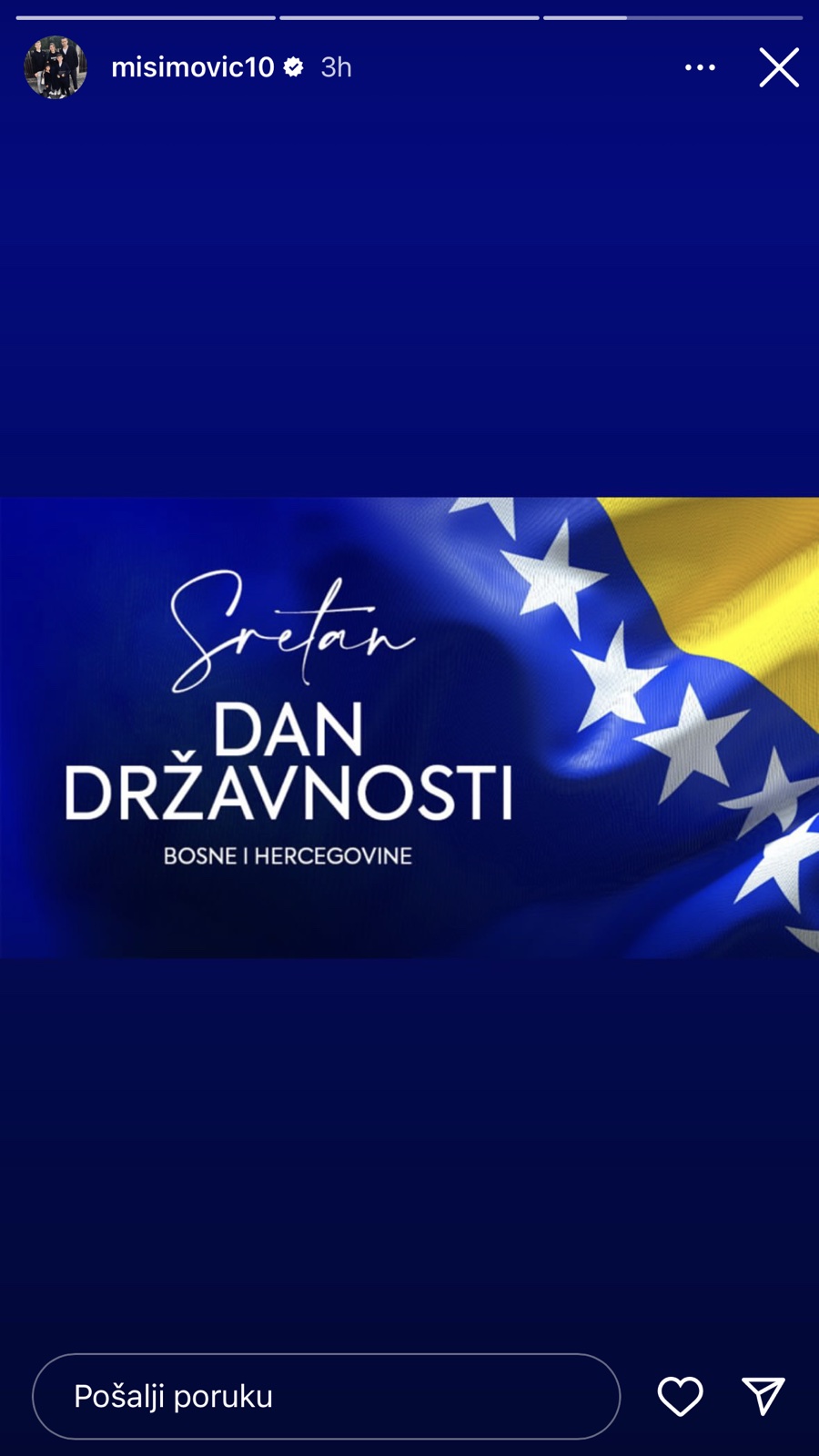 Slavne ličnosti na društvenim mrežama čestitale Dan državnosti BiH